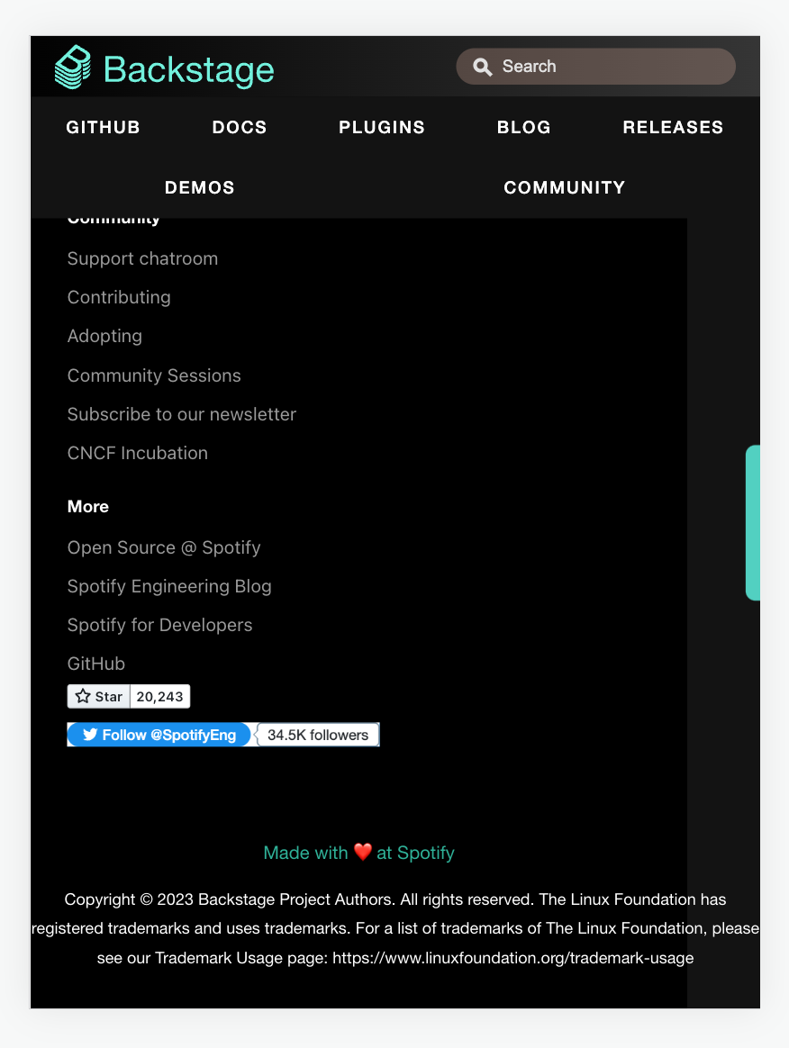🐛 Bug Report: Footer breaks on medium (tablet) page sizes · Issue #15700 · backstage/backstage ...