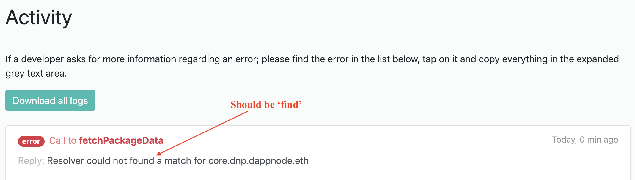 Very Small Typo On Error String · Issue 195 · Dappnode Dnp Admin · Github