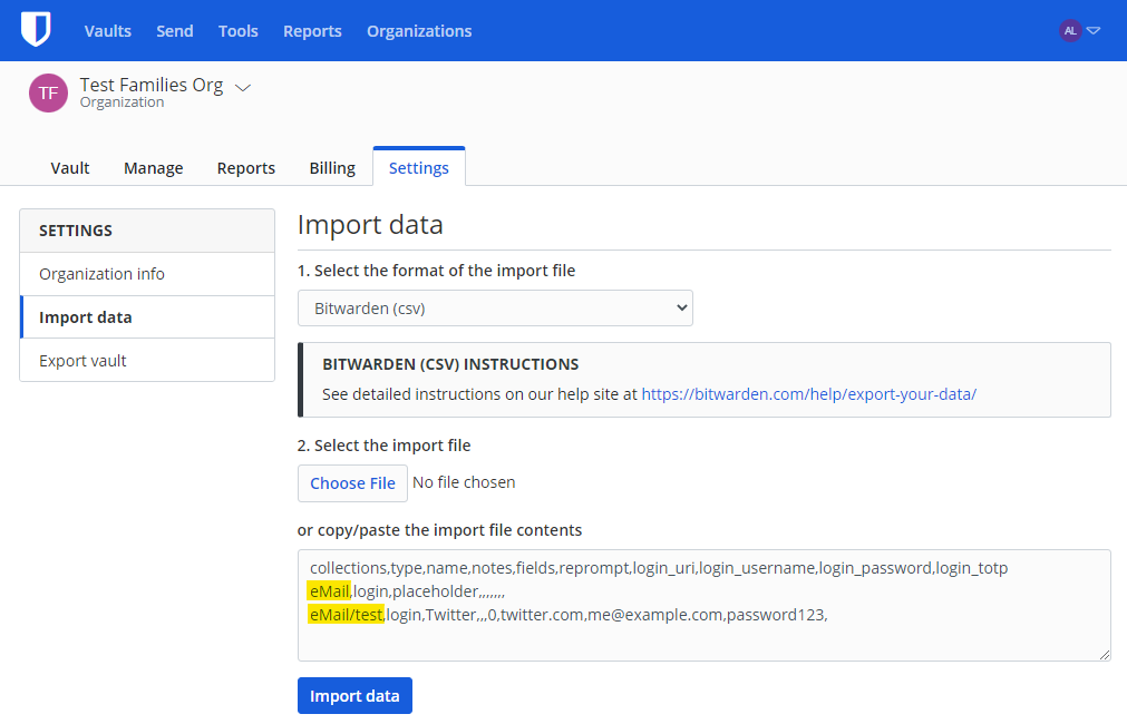Folders after KeePass import visible In MyVault, new folder in MyVault ...