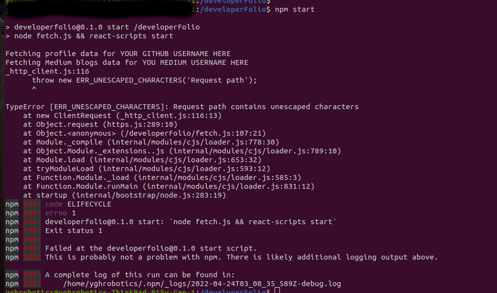 Start local dev server issue · Issue #485 · saadpasta/developerFolio ...