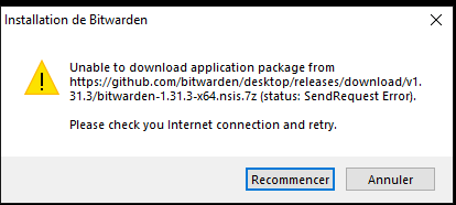 the installation seems not to work when the internet is not available ...