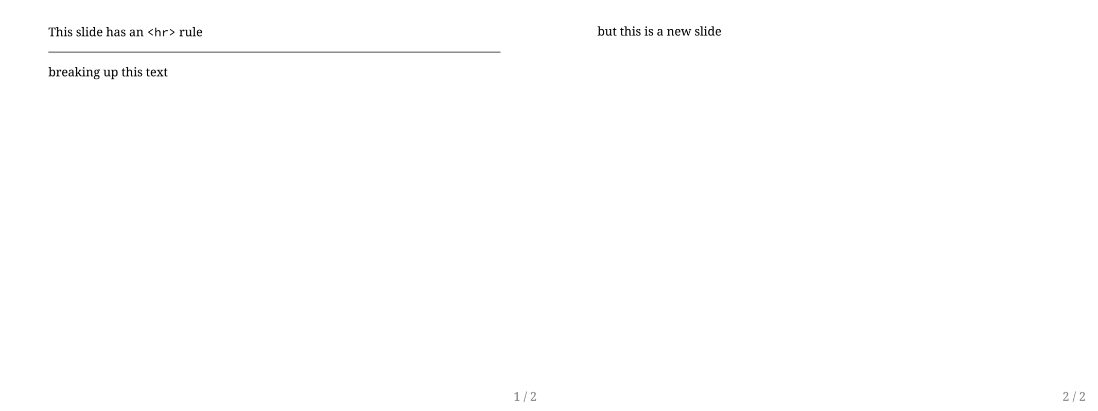 Comand to new slide mix up with (hr) from HTML · Issue #208 · yihui/xaringan · GitHub