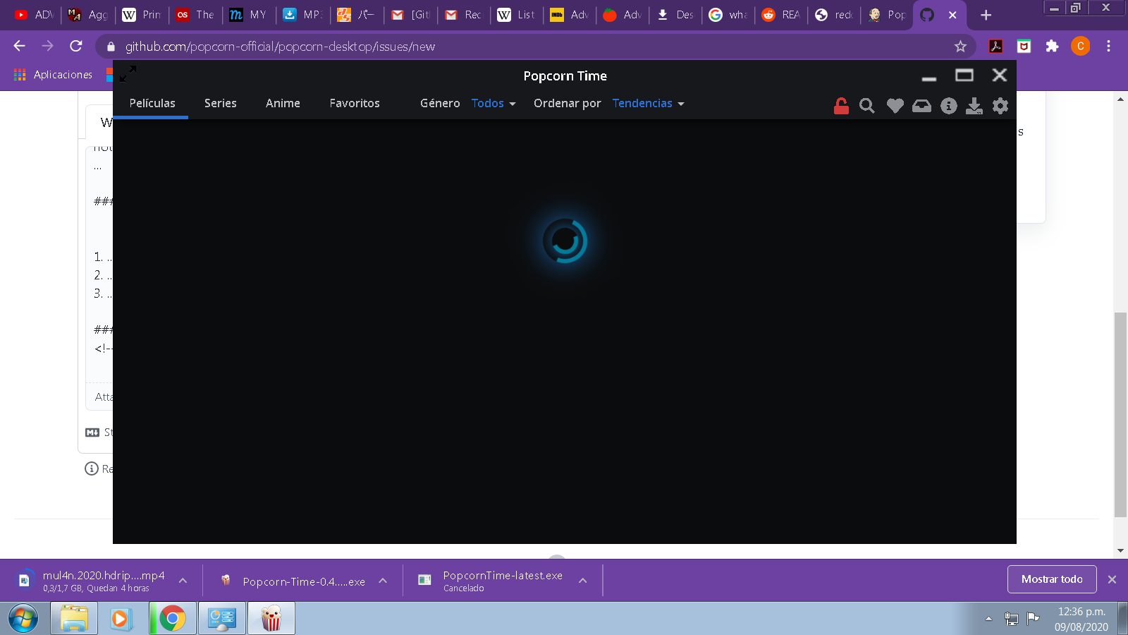 Not Loading · Issue 1676 · Popcorn Officialpopcorn Desktop · Github 