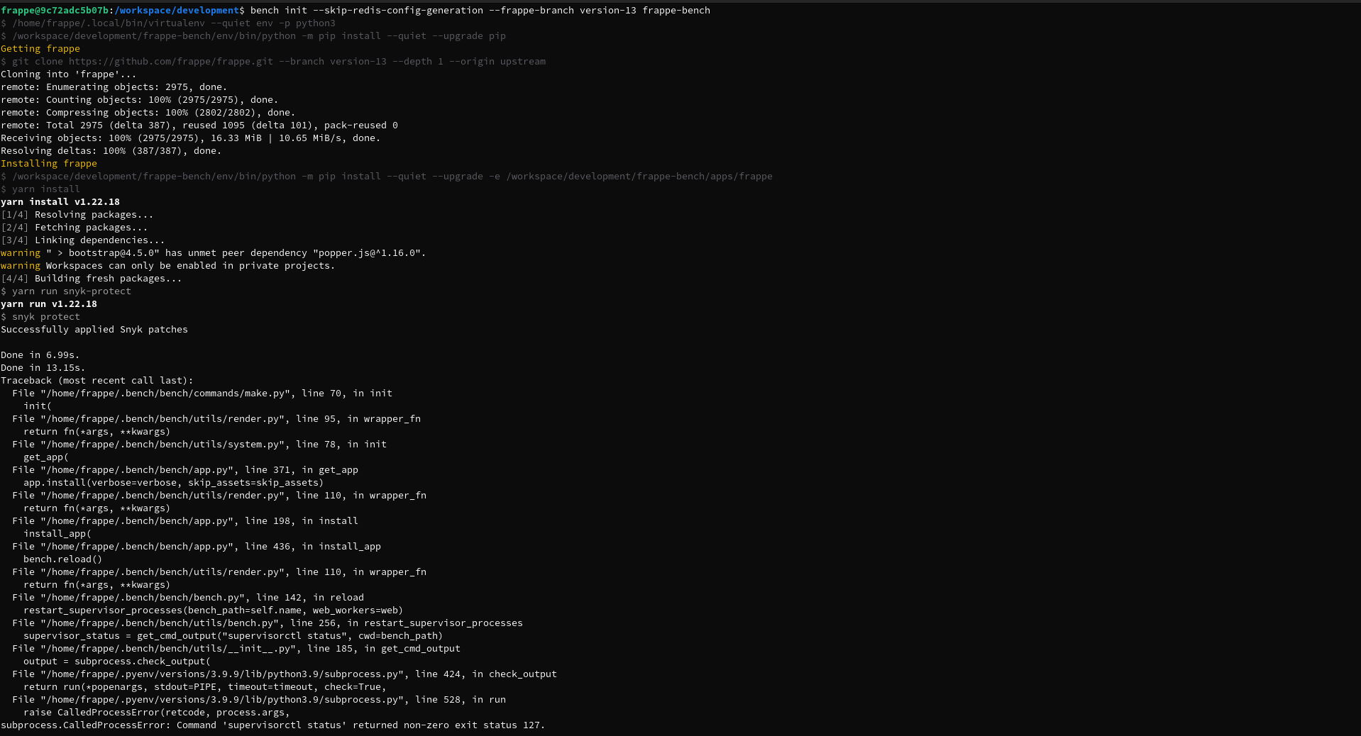 Bench Init Failed · Issue 721 · Frappe Frappe Docker · Github