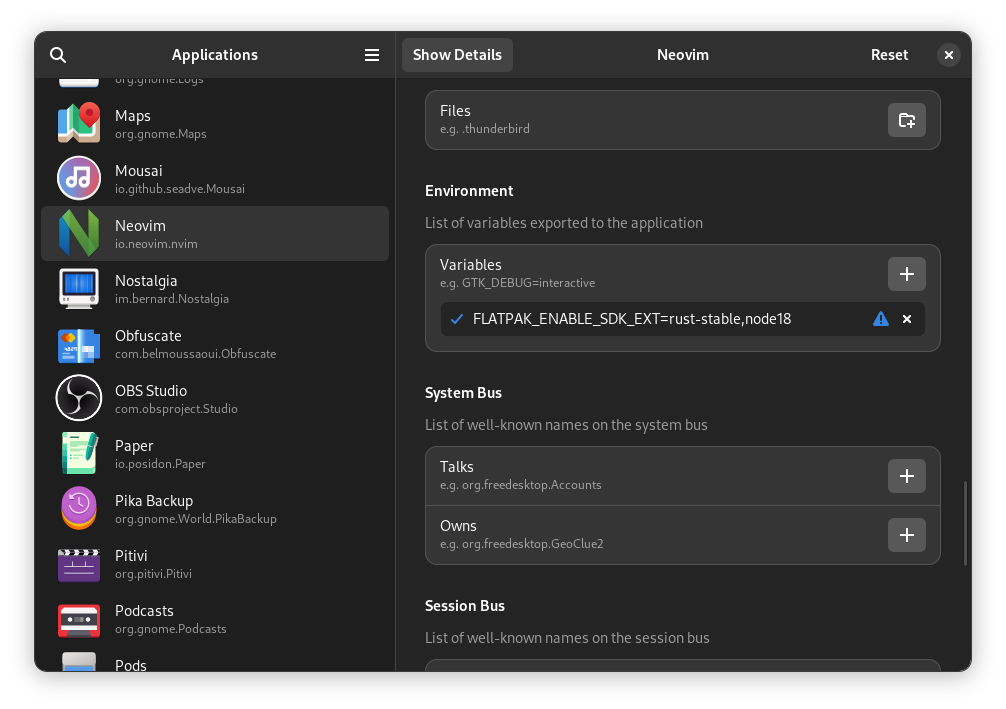 Accessing SDK commands in shell mode · Issue #41 · flathub/io.neovim.nvim · GitHub