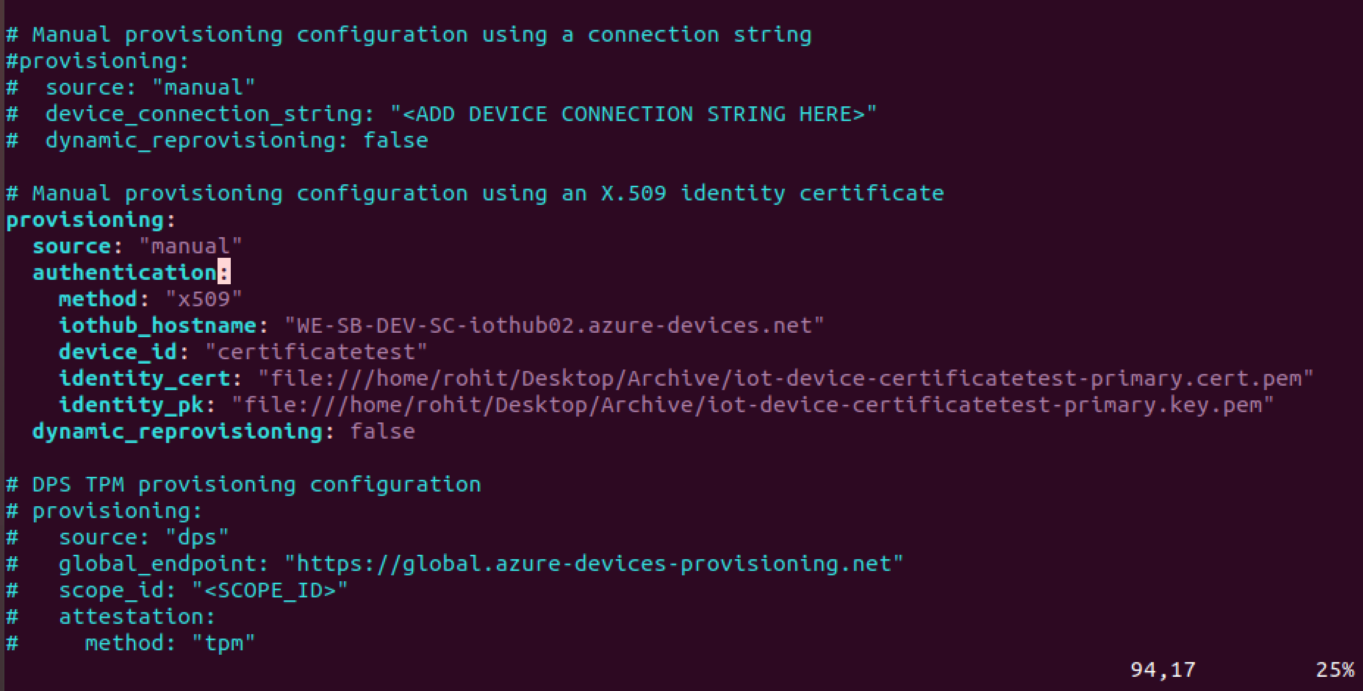 Setup IotEdge with Manual provisioning configuration using an X.509 identity certificate but ...