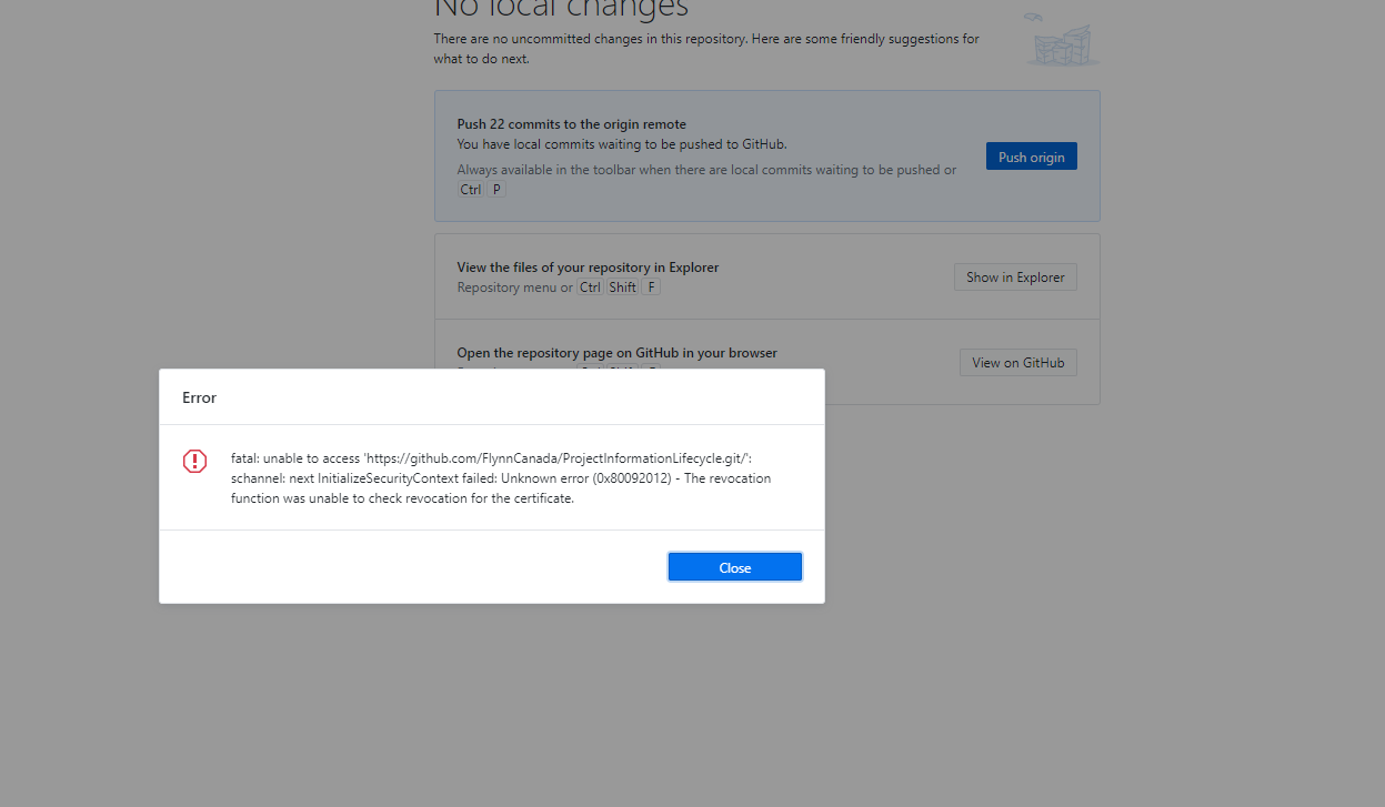 Fatal error for certificate saying unable to check revocation using github desktop · Issue #8706 ...
