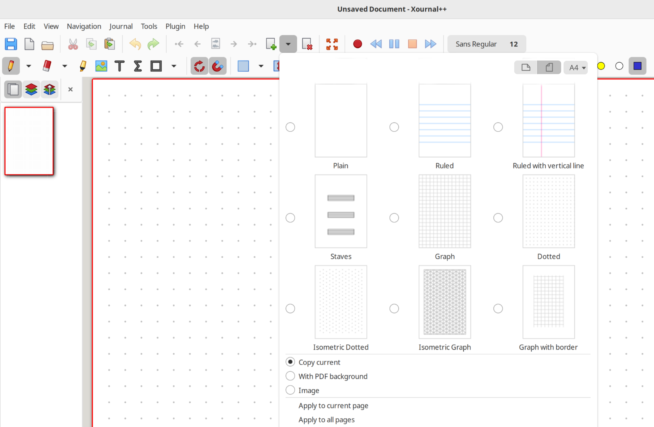 Paper format selector in insert page toolbar menu · Issue #4471 ...