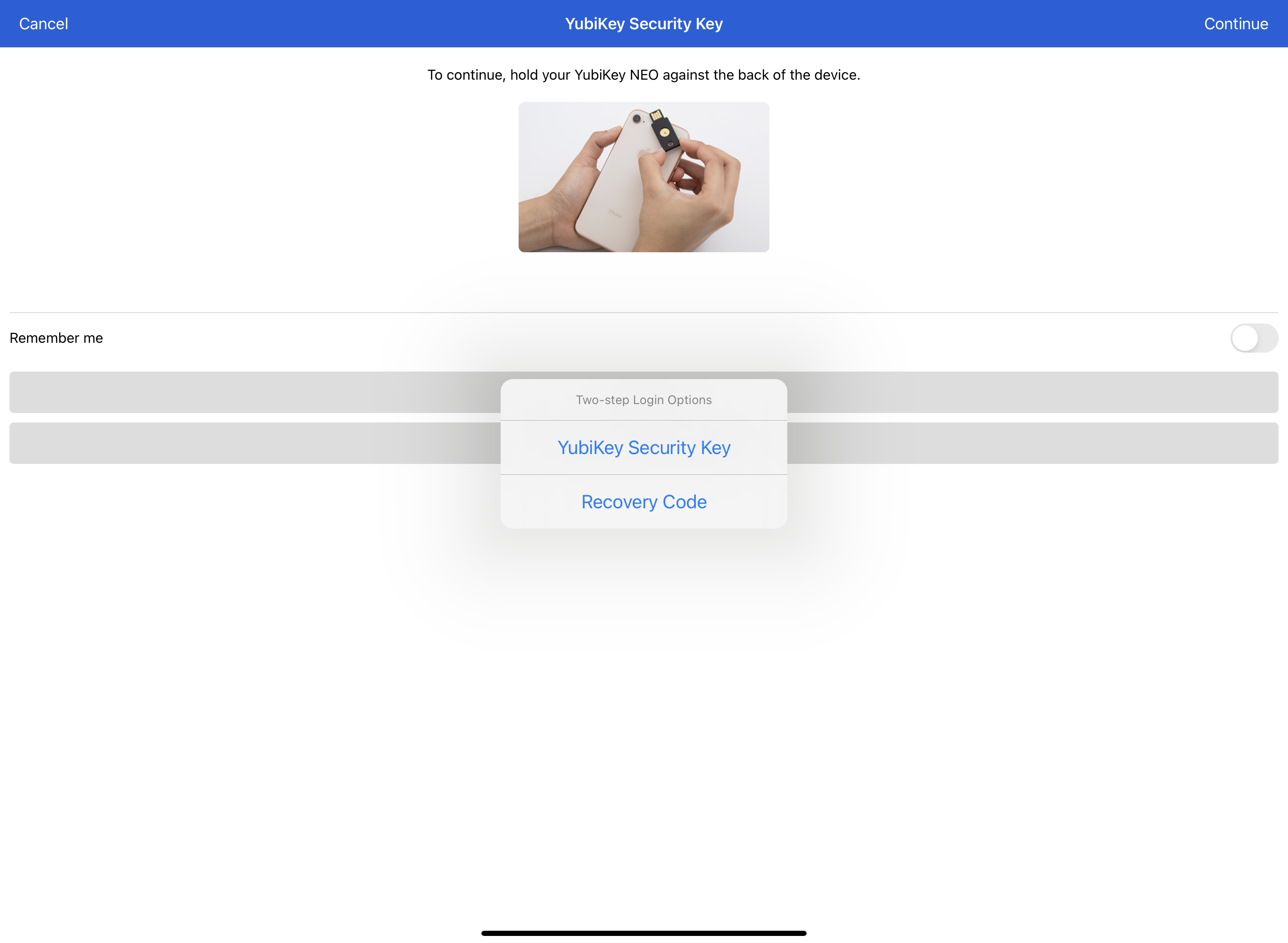 iOS - Asks to scan NFC YubiKey while One of my keys supports NFC is not ...