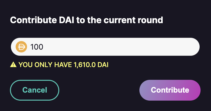 Inappropriate warning message for DAI amount · Issue #239 · ethereum/clrfund · GitHub