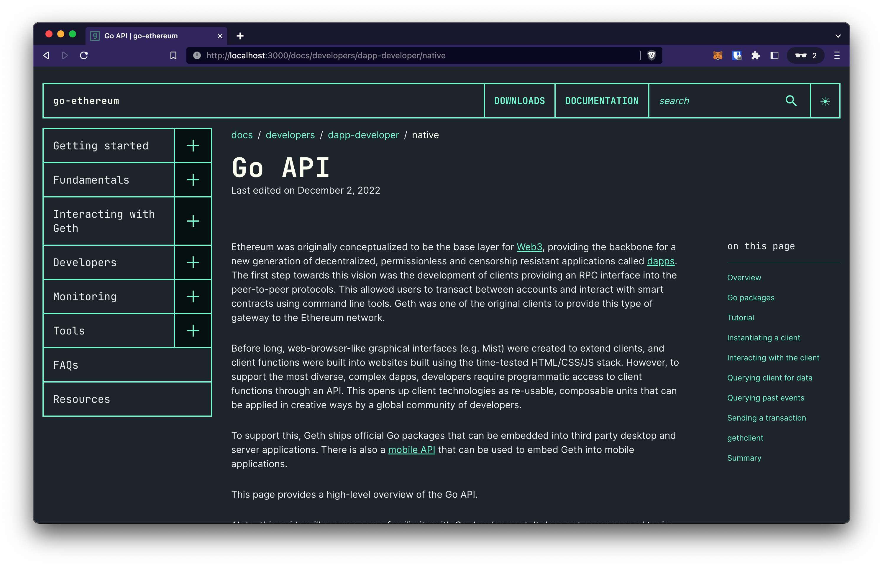 [UX SUGGESTION] Active section should be expanded on docs page load · Issue #164 · ethereum/geth ...