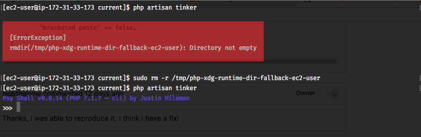 ErrorException occurred only in v0.8.12 · Issue #430 · bobthecow/psysh · GitHub