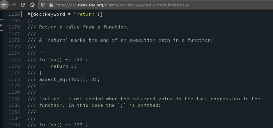 Rustdoc Src Button In Keyword Pages Takes To End Of Keyword Documentation · Issue 84372 