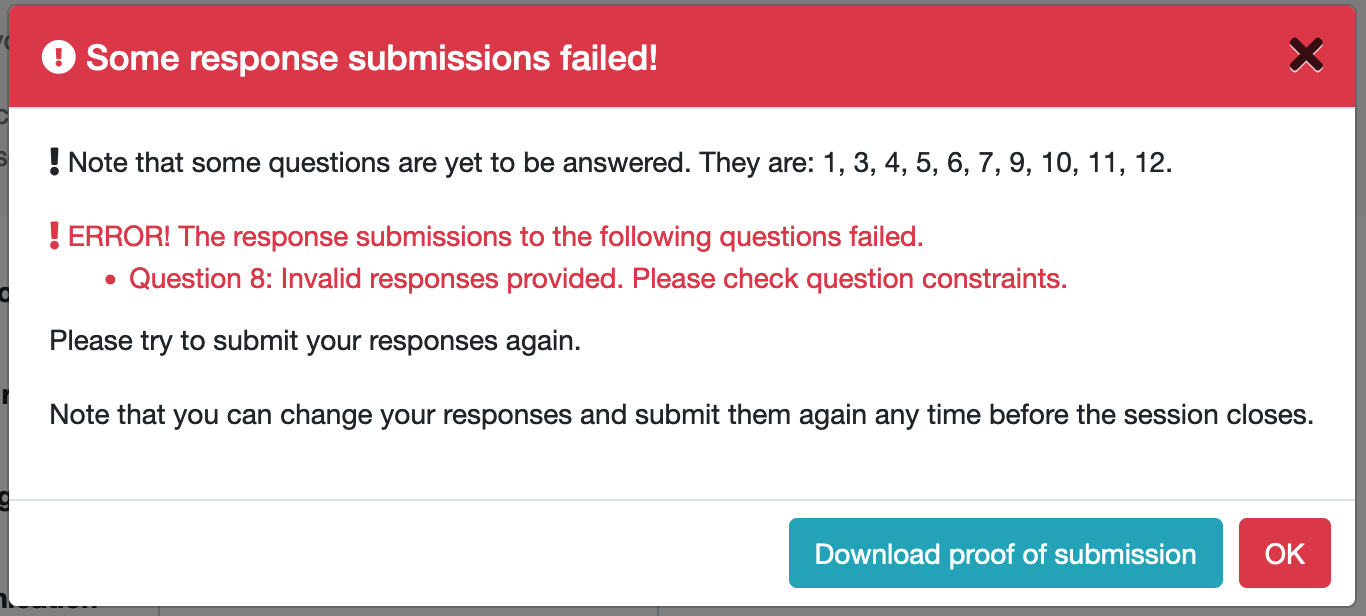Feedback response submission: Requests sent to backend despite invalid ...