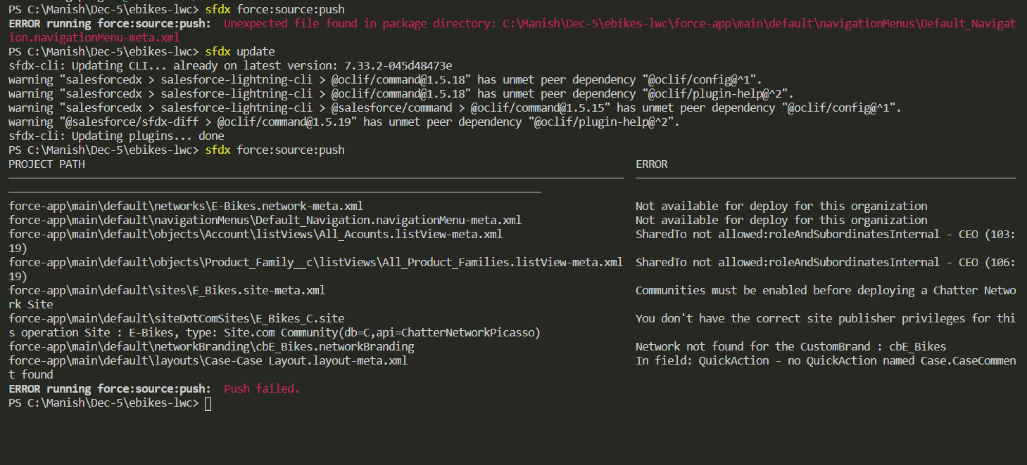Issue When Pushing Data From Local To Scratch Org Unexpected File Found In The Directory