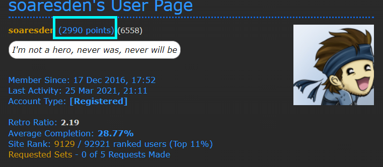 Show retroachievement's points or level in frontend · Issue #777 ...