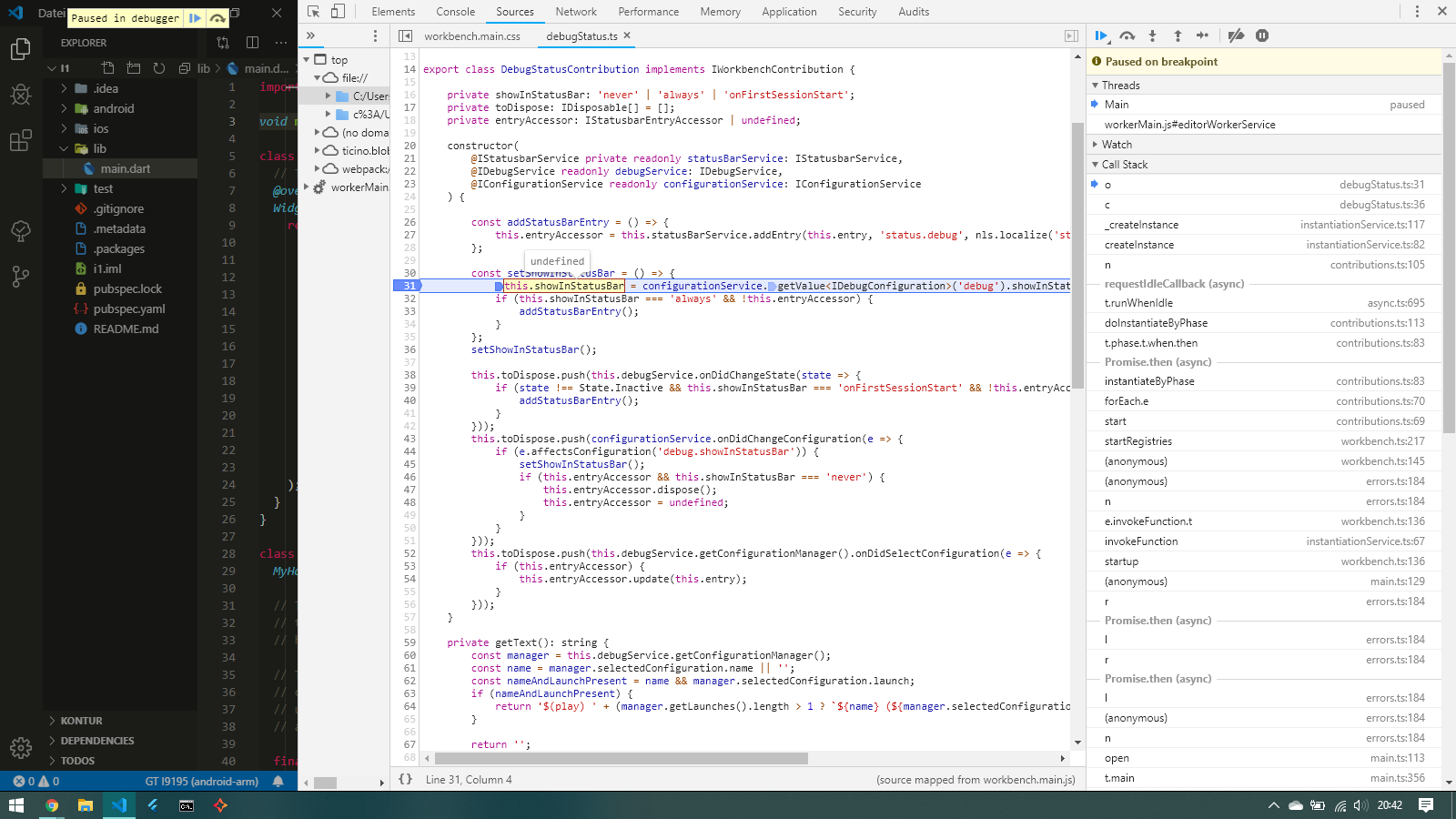 "debug.showInStatusBar": "always" does not work · Issue #80105 ...