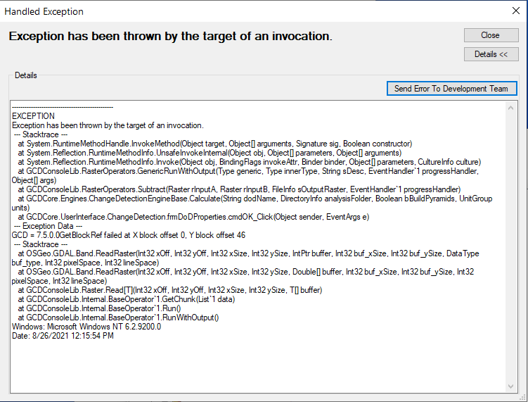 EXCEPTION HAS BEEN THROWN BY THE TARGET OF AN INVOCATION · Issue #417 · Riverscapes/gcd · GitHub