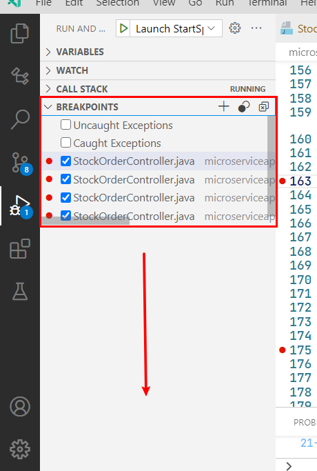 The vscode breakpoint panel cannot be fully expanded, and the vertical scroll bar is always ...