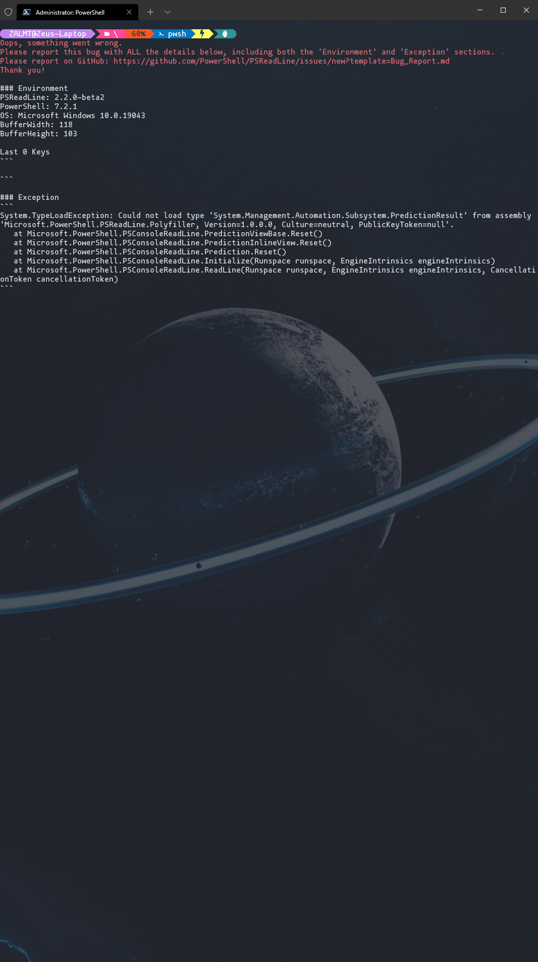 Problem Loading Powershell 721 On Windows Terminal · Issue 3124 · Powershellpsreadline · Github 3243