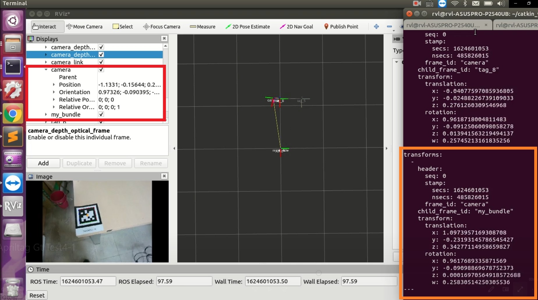 The topic /tf doesn't publish frame ID "camera" pose. · Issue #98 ...