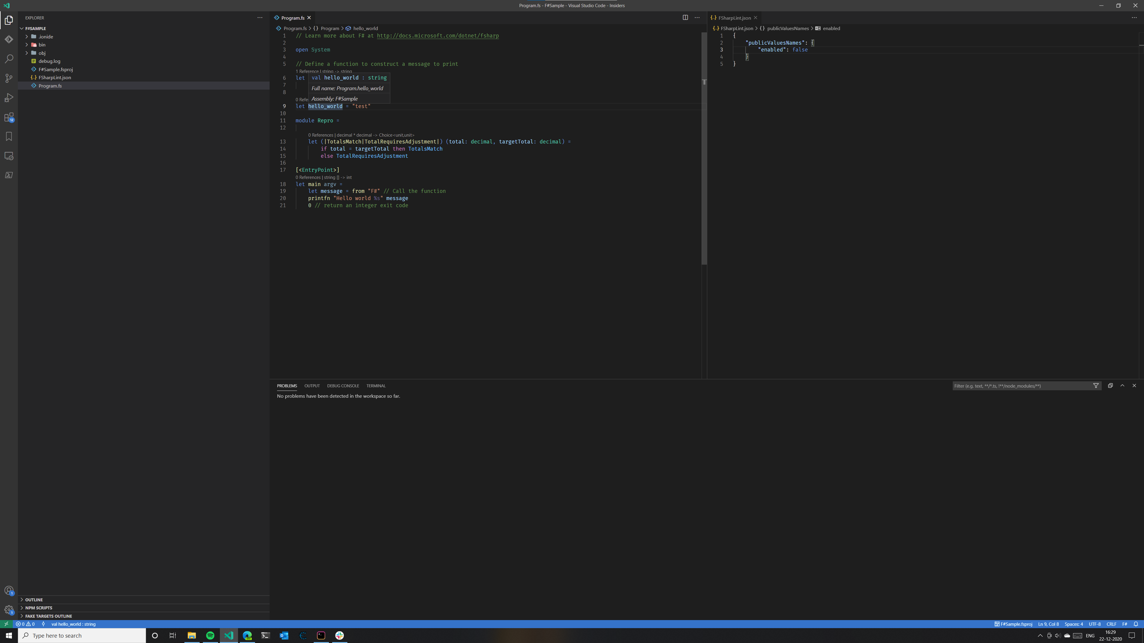 Visual Studio Code Ionide does not detect Settings.FSharpLint file when building with dotnet ...