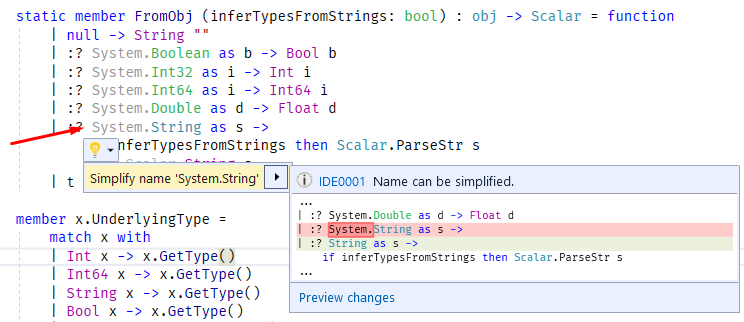 Add simplify name quick fix · Issue #586 · ionide/ionide-vscode-fsharp · GitHub