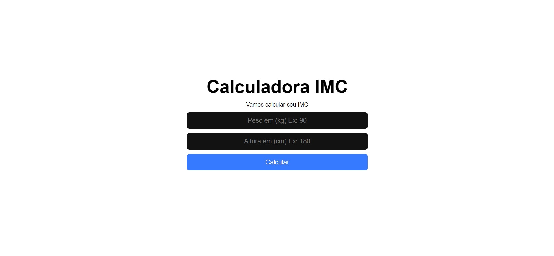 GitHub - lucasdam/imc: Calculadora de IMC desenvolvida na Semana React JS do @sujeitoprogramador