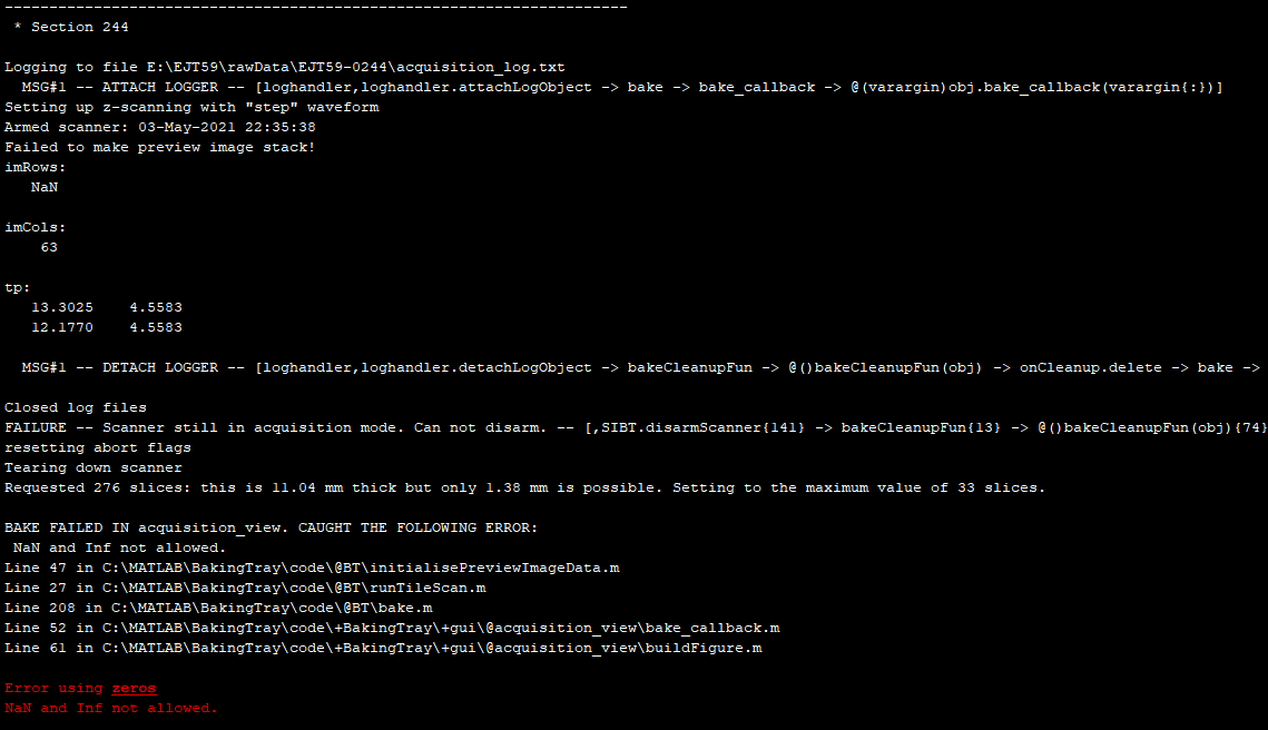 Error when acquisition ends early due to sample vanishing · Issue #378 · SWC-Advanced-Microscopy ...