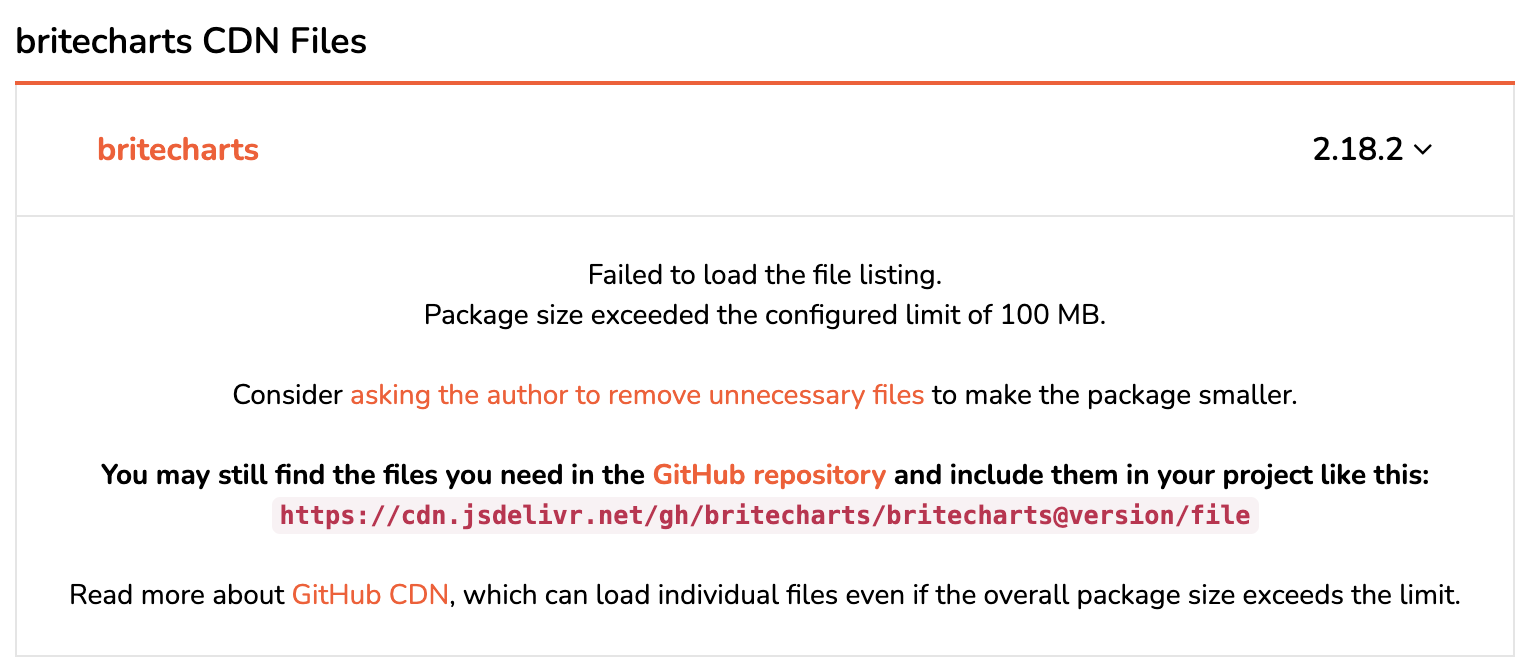 jsDelivr broken, package size too large · Issue #1016 · britecharts/britecharts · GitHub
