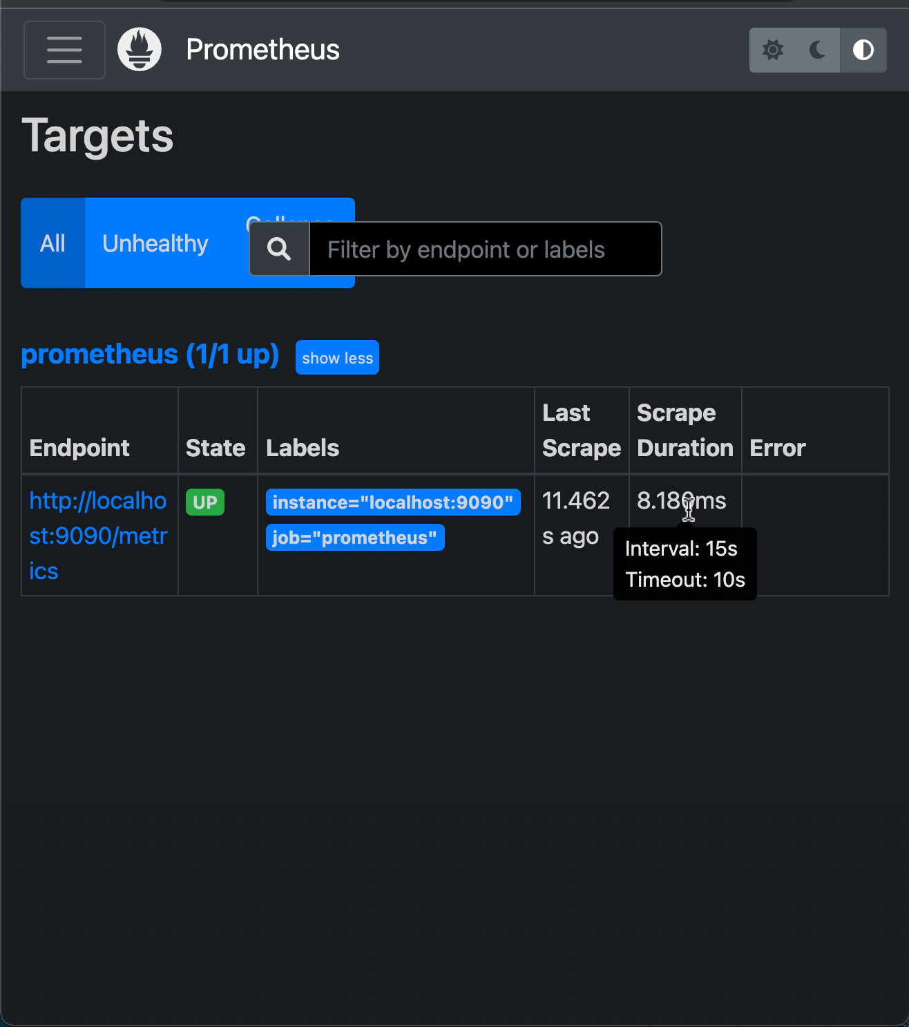 UI: Scrape interval and duration tooltip not showing · Issue #10470 · prometheus/prometheus · GitHub