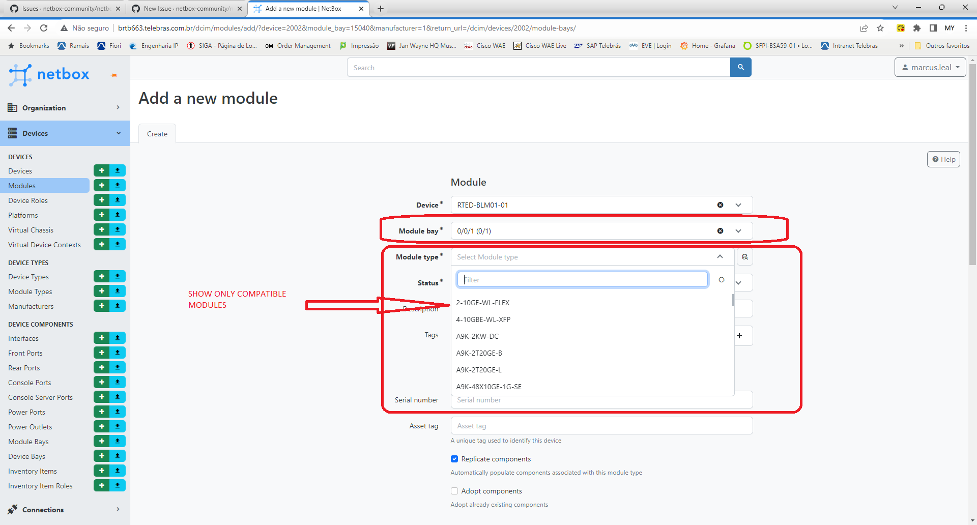 Module Bay Compatible Module Types Validation · Issue 13699 · Netbox 8779