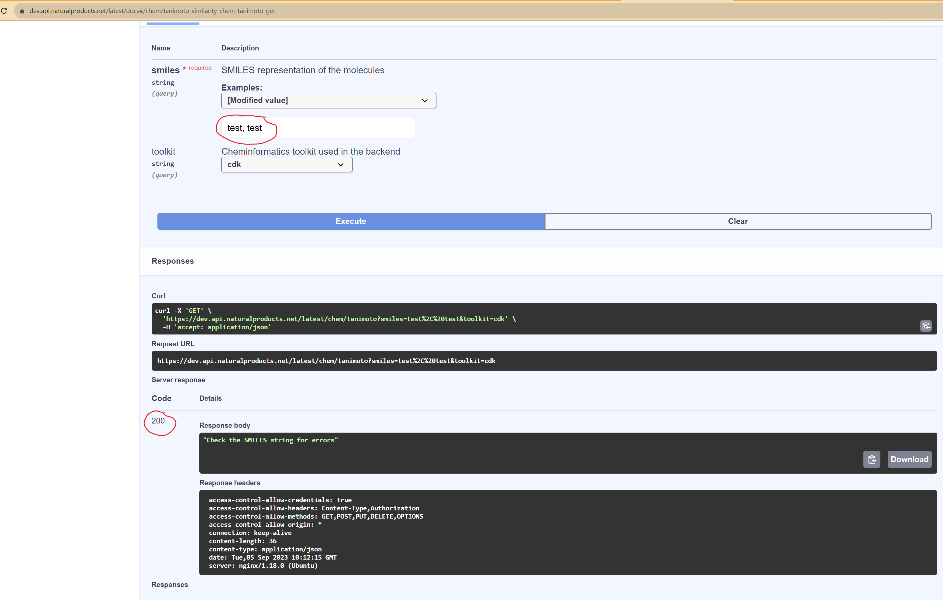 /chem/tanimoto returns response code 200 for invalid input · Issue #367 · Steinbeck-Lab ...