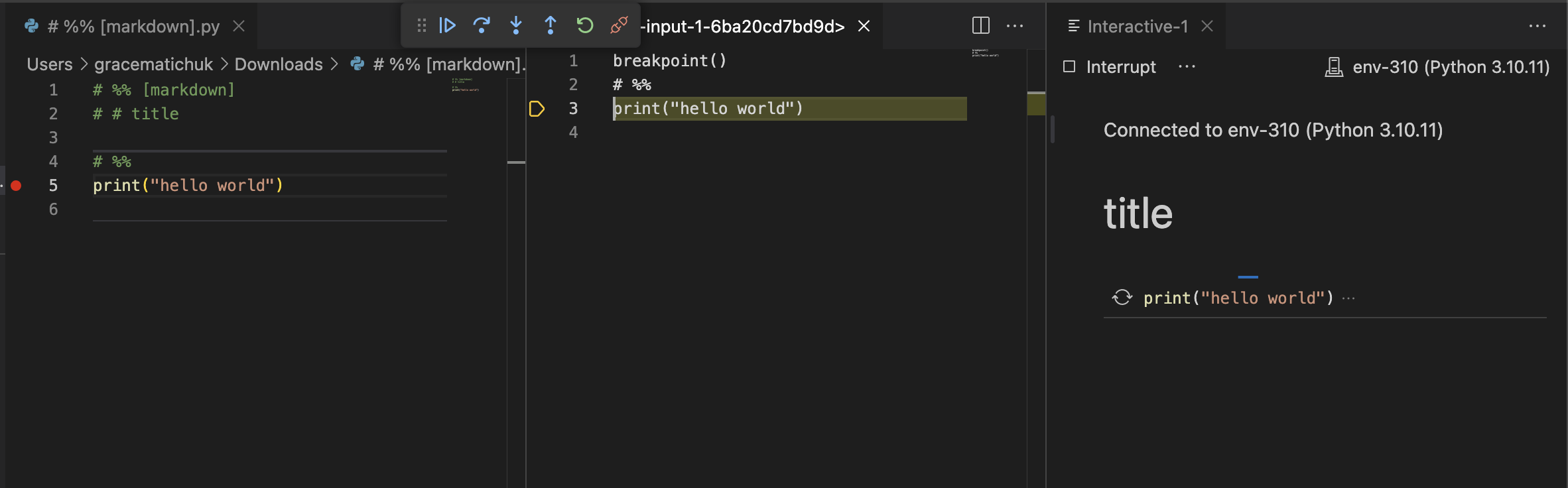 Running a markdown cell causes interactive window debugging to start opening temp files, again ...