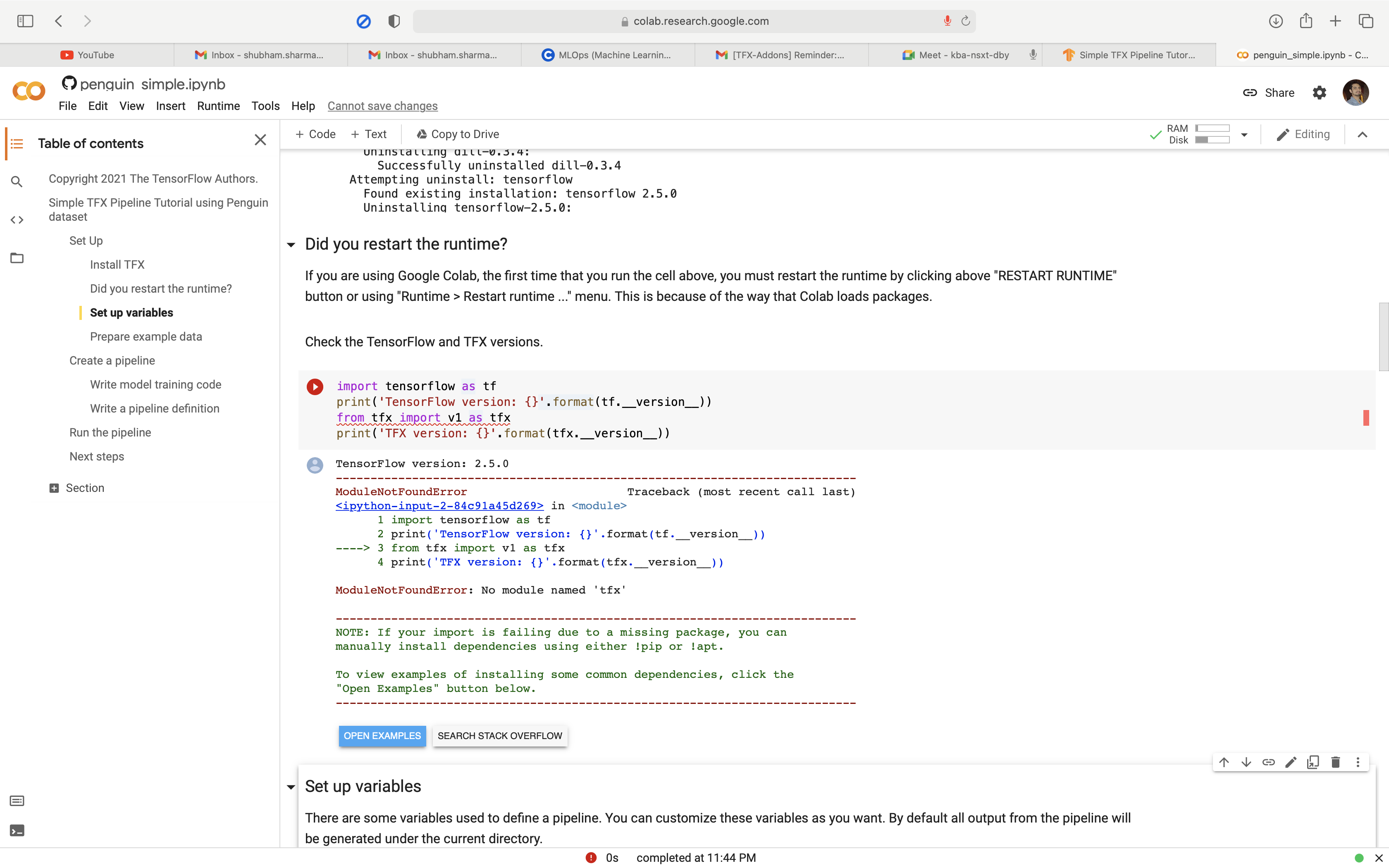 Getting Issue Running Importing Tfx On Colab · Issue 4073 · Tensorflow