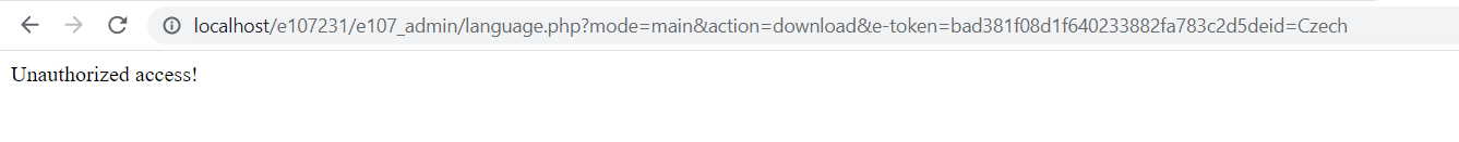 Unauthorized access! when trying to install lang pack · Issue #4782 · e107inc/e107 · GitHub