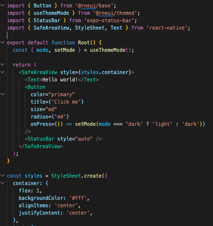 Custom theme is not applied to the rne components · react-native ...