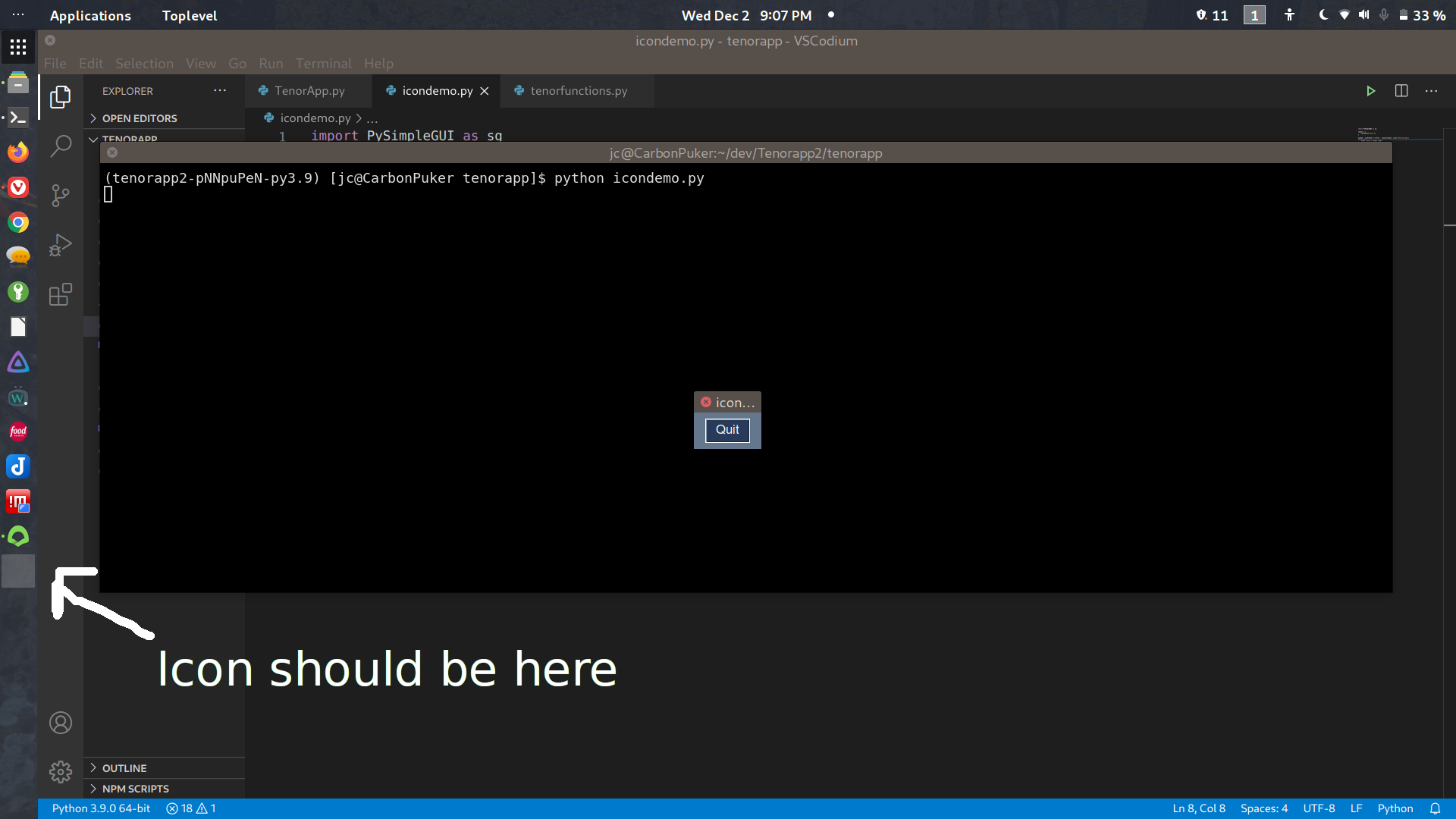 [Bug] My problem is No program icon is showing in the desktop dock · Issue #3688 · PySimpleGUI ...