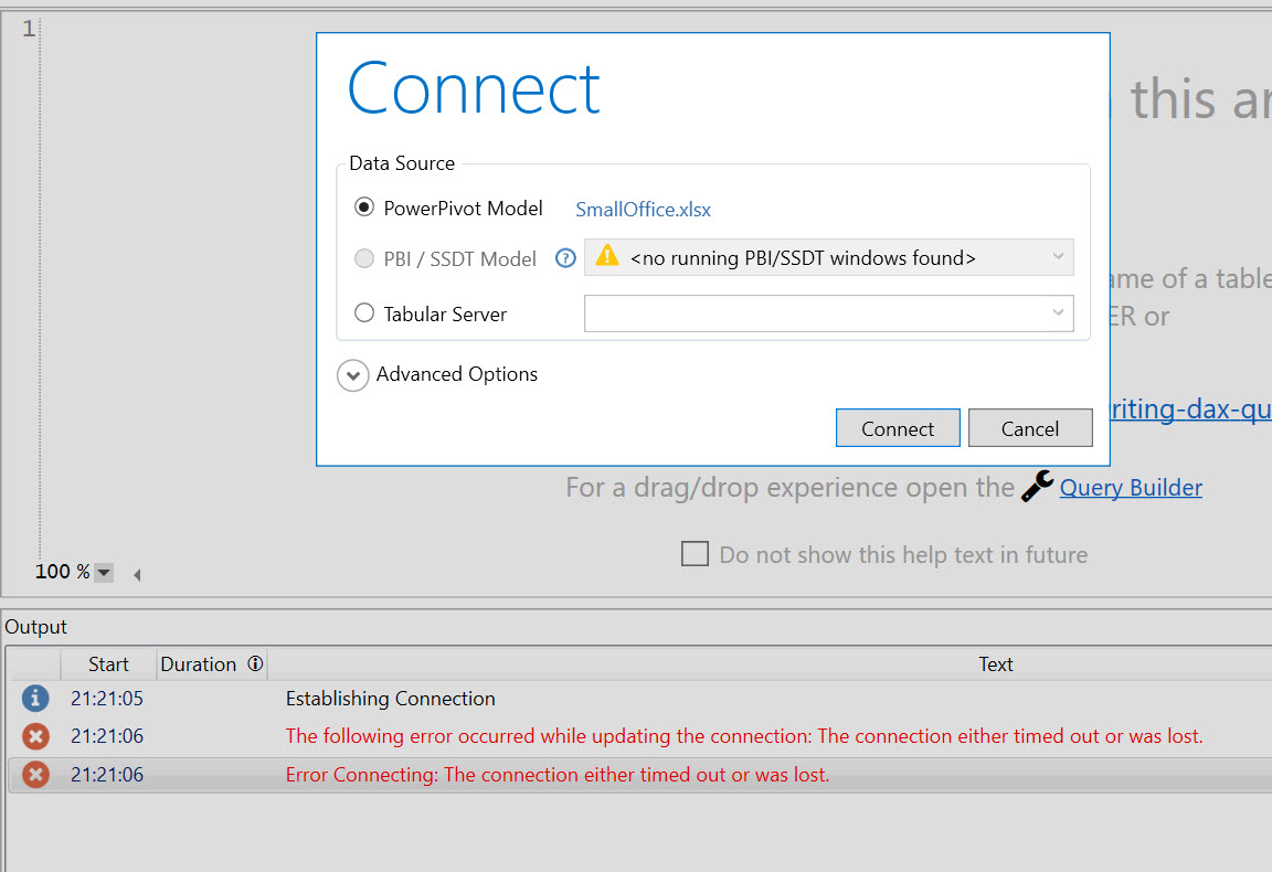 Unable to Connect to Power Pivot Model · Issue #948 · DaxStudio/DaxStudio · GitHub