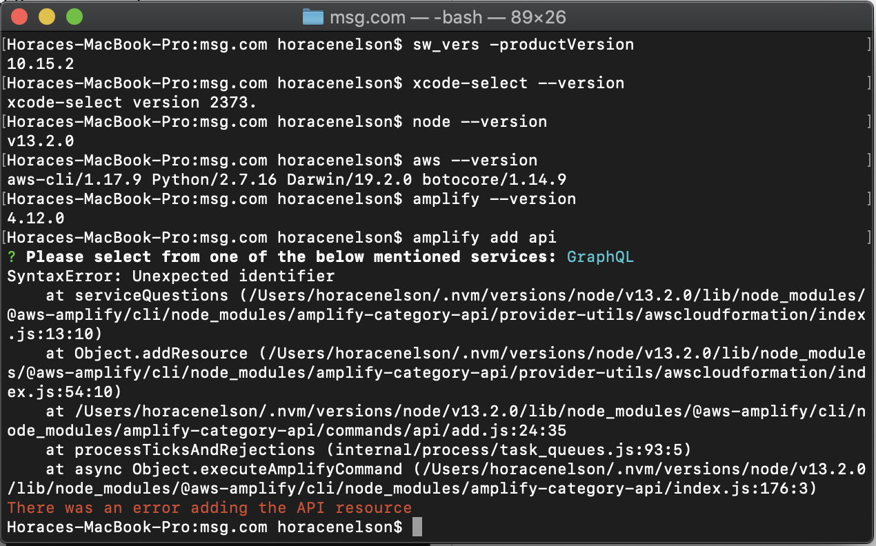Error Adding And Updating Api With Amplify Cli Version 4120 · Issue 3186 · Aws Amplify