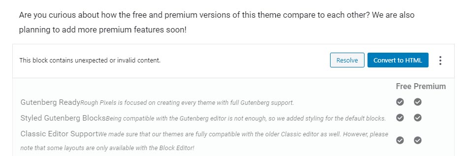 This Block contains unexpected or invalid content - HTML Block · Issue ...