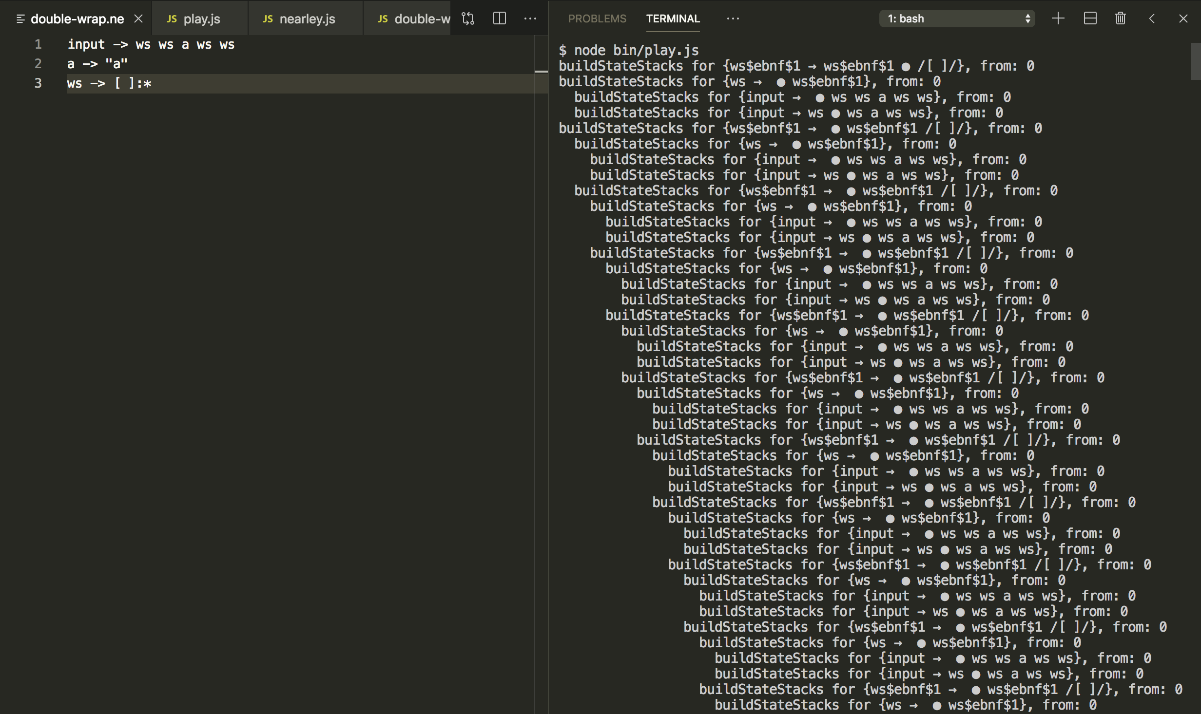 Add user friendly error report on parse errors · Issue #451 · kach/nearley · GitHub