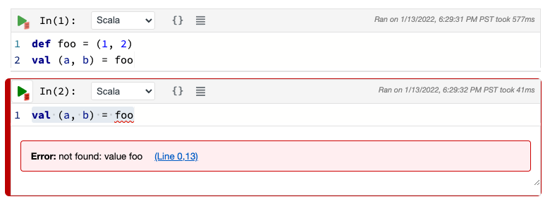 Compilation error when destructuring tuples defined in previous cells. · Issue #1235 · polynote ...