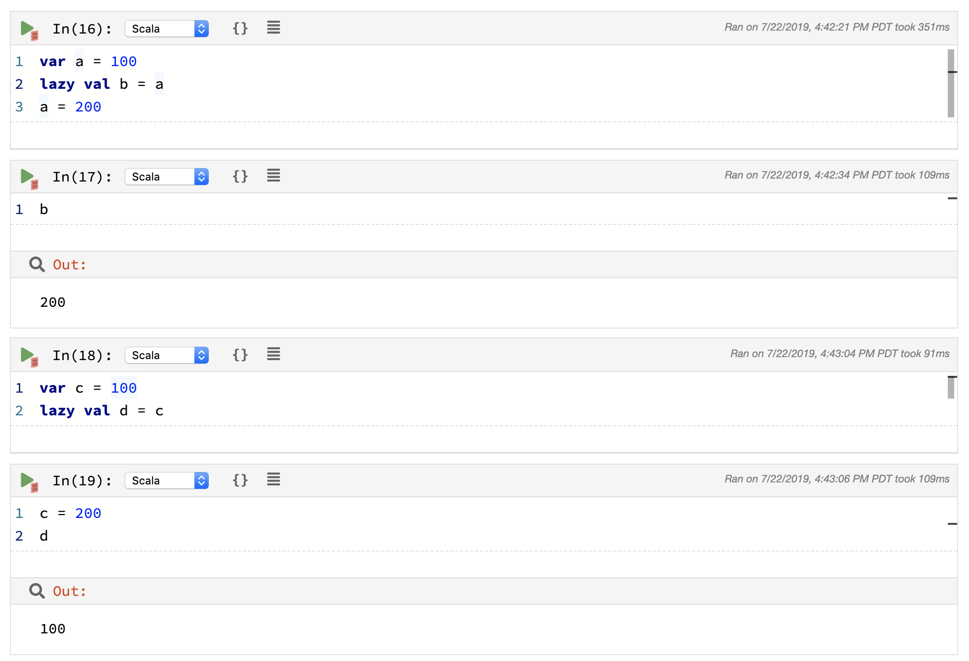 Incorrect lazy val execution semantics + ResultValues not being updated for vars and lazy vals ...