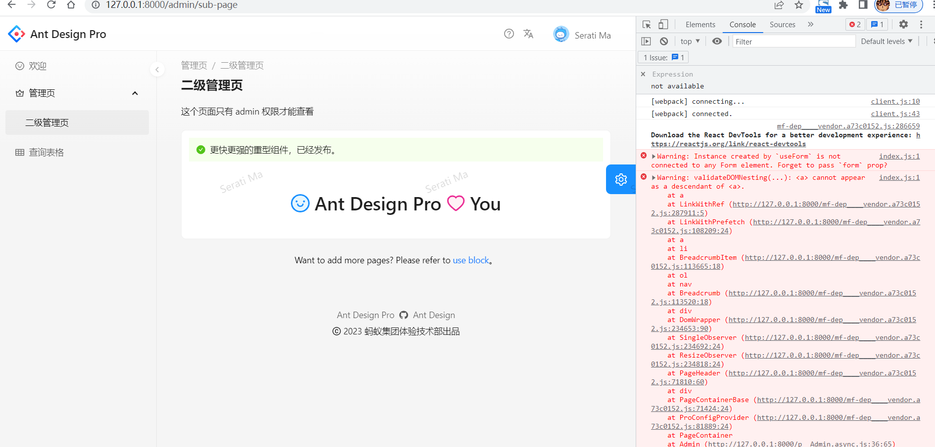 🐛 [BUG]控制台报错Warning: validateDOMNesting(...): cannot appear as a descendant of . · Issue #10642 ...