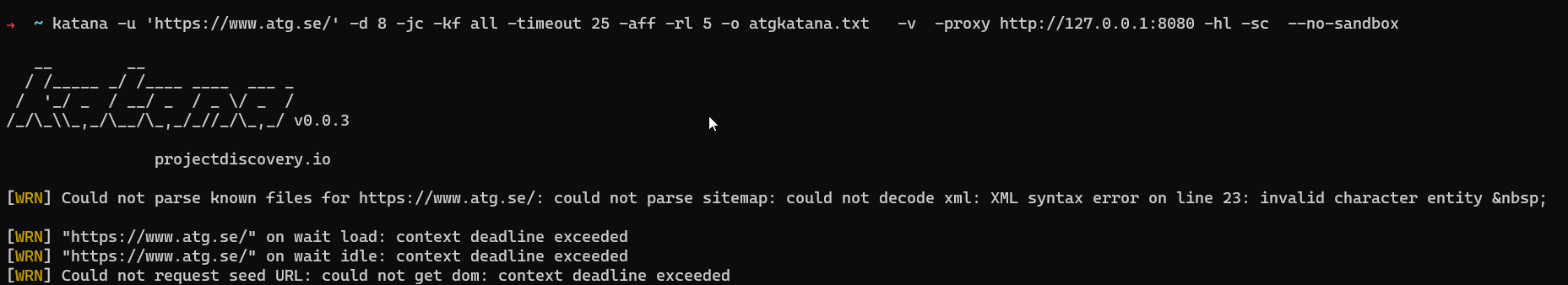 context deadline exceeded while using burp proxy · Issue #295 · projectdiscovery/katana · GitHub