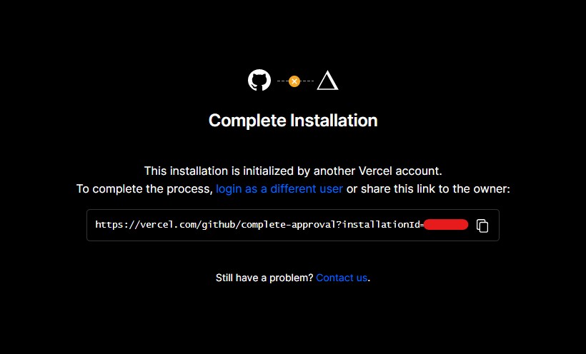 Error When Setting Up Git Integration · Vercel Vercel · Discussion 4623 · Github
