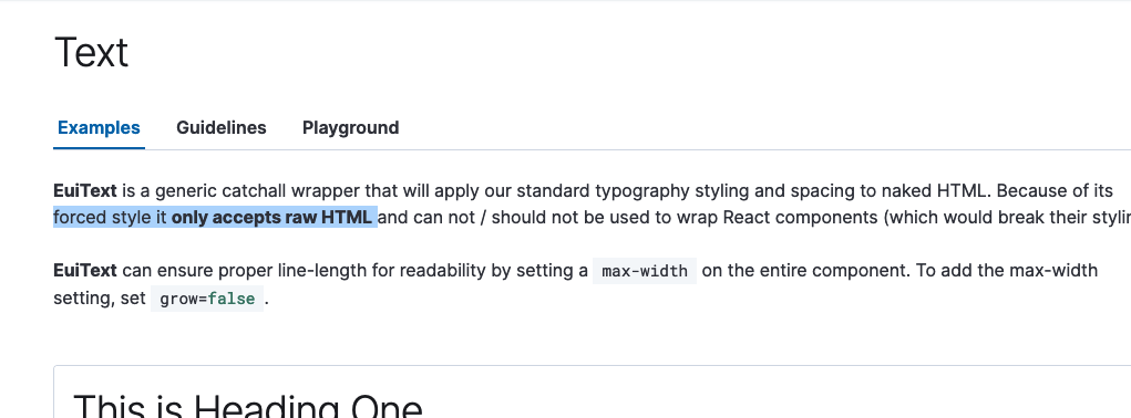 [EuiText] does not support raw html, only JSX · Issue #4922 · elastic/eui · GitHub