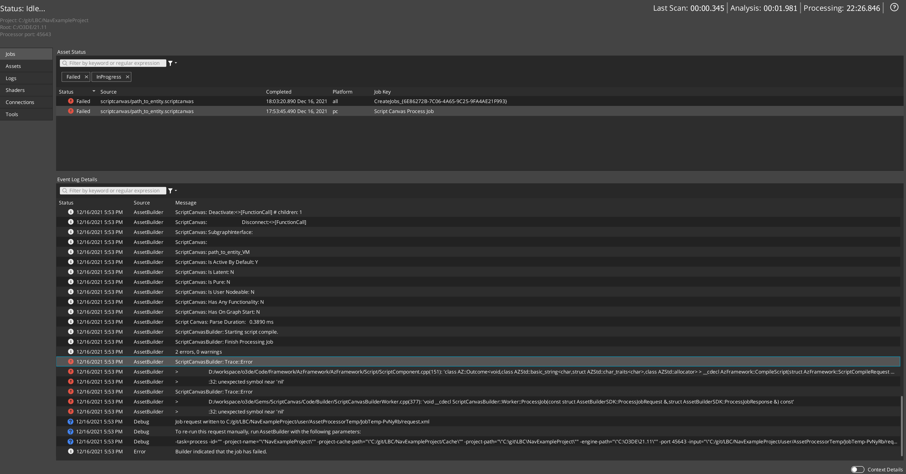 Script Canvas asset processing crash in AP · Issue #6464 · o3de/o3de · GitHub
