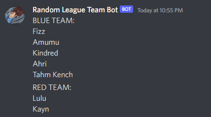 GitHub - Andy-Orton/Random-League-Team-Disc-Bot